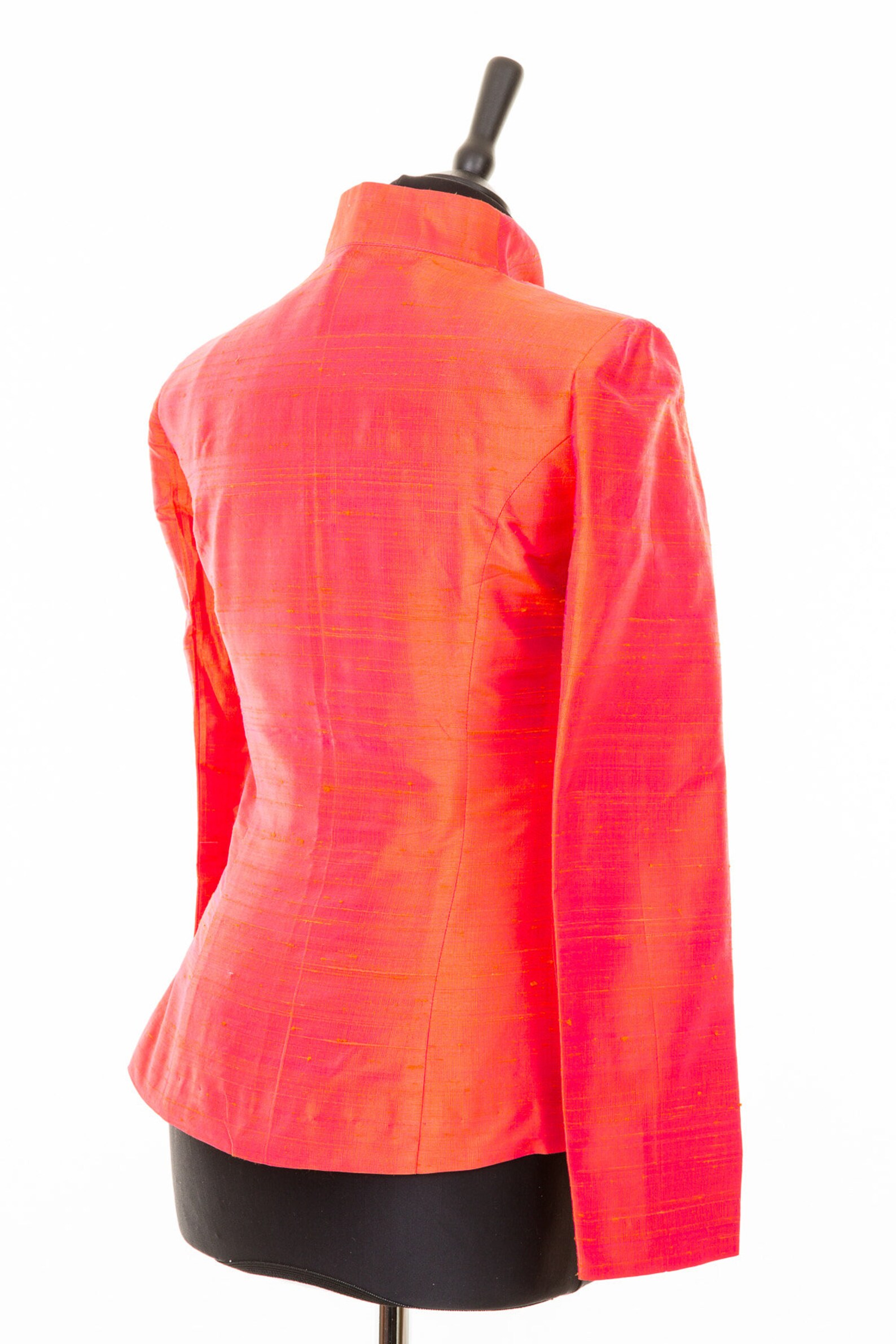 Ladies Bright Orange Pink Raw Silk Jacket Smart Ladies - Etsy UK