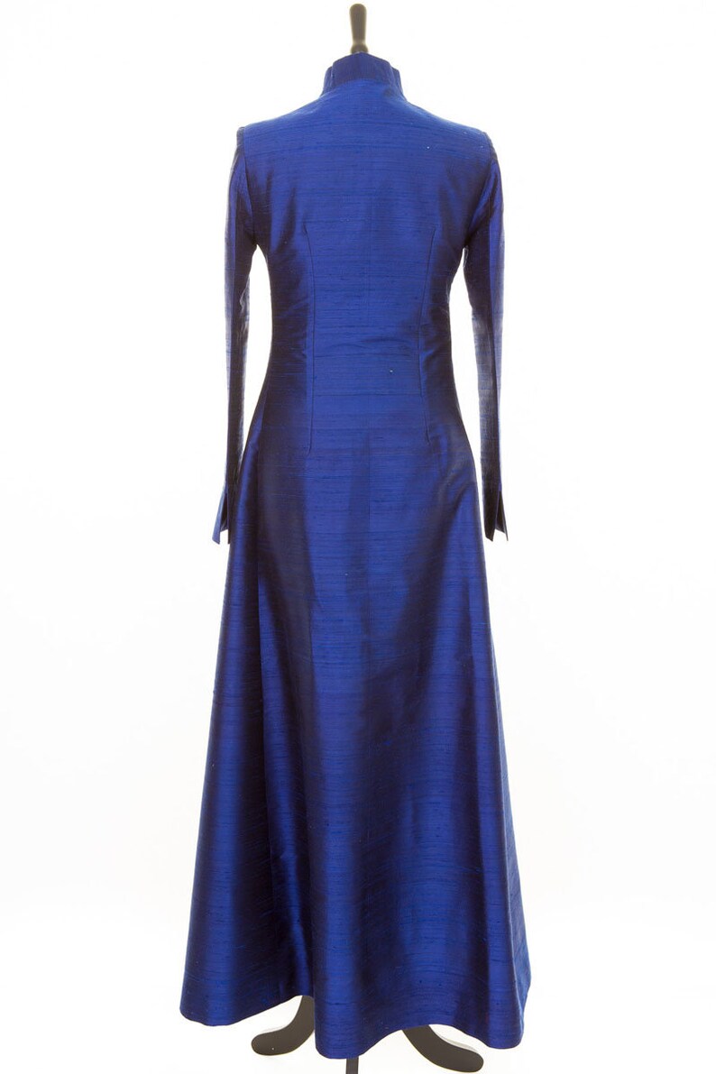 Floor Length Bright Navy Blue Raw Silk Frock Coat, Special Occasion ...