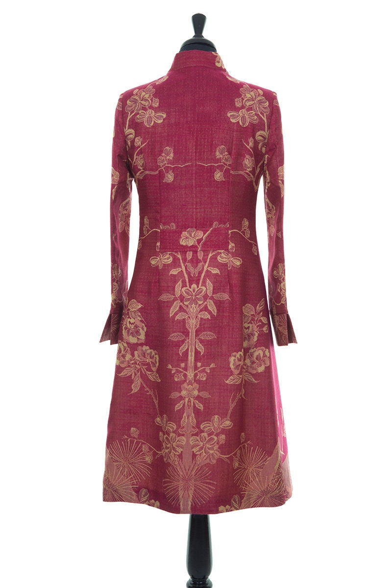 Ladies Deep Raspberry Pink Cashmere Dress Coat Tree of Life - Etsy UK
