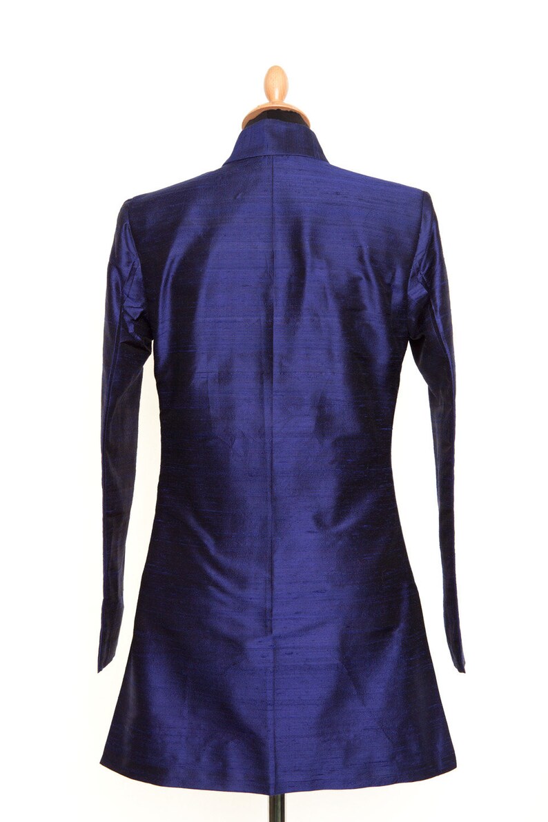 Womens Midnight Blue Navy Plain Raw Silk Jacket Mother of the - Etsy
