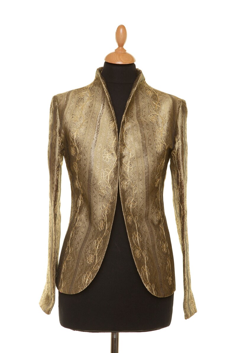 Ladies Antique Gold Smart Jacket Womens Embroidered Silk | Etsy