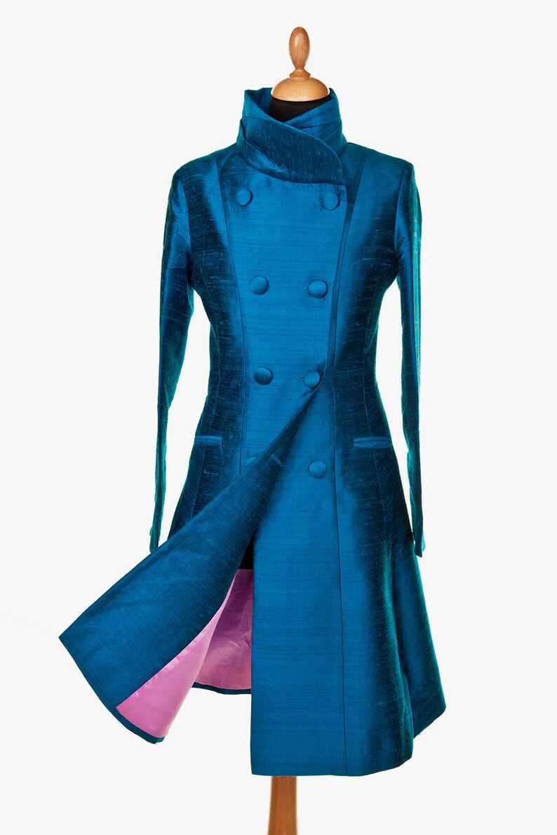 Raw Silk Coat Shot Silk Jacket Coat Vibrant Blue - Etsy UK