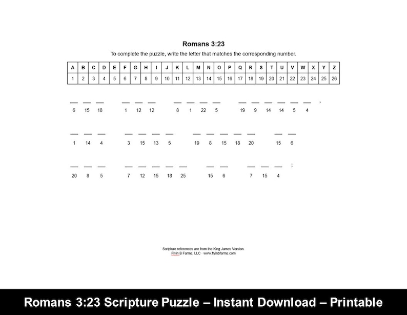 Romans 3:23 Printable Scripture Puzzle, Bible Verse Activity - Etsy