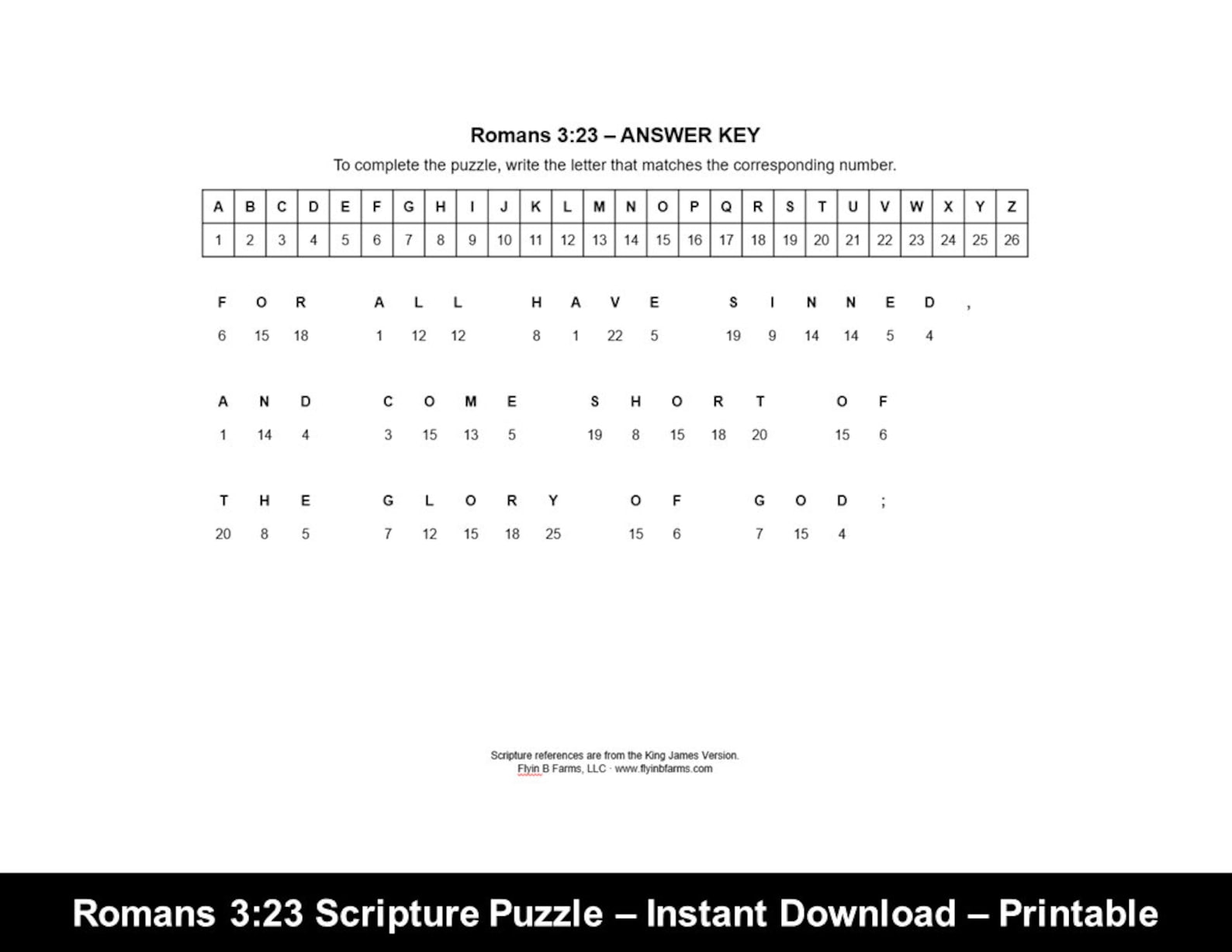 Romans 3:23 Printable Scripture Puzzle, Bible Verse Activity - Etsy