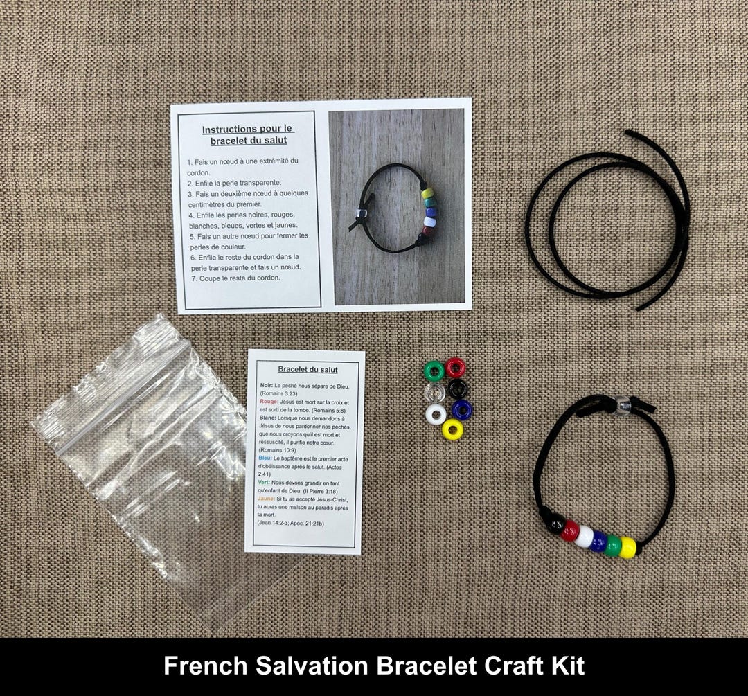 FRENCH Salvation Bracelet Craft Kit | Gospel Bracelet | Colors of Faith ...