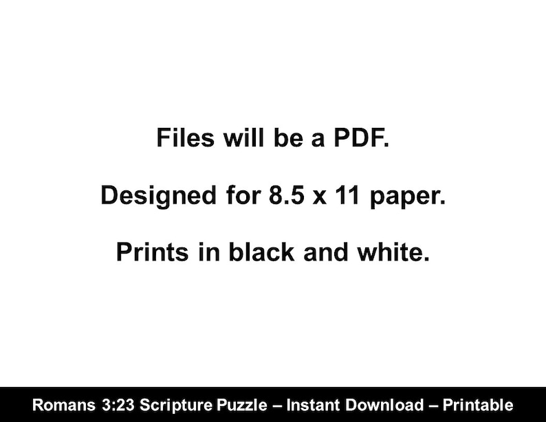 Romans 3:23 Printable Scripture Puzzle, Bible Verse Activity - Etsy