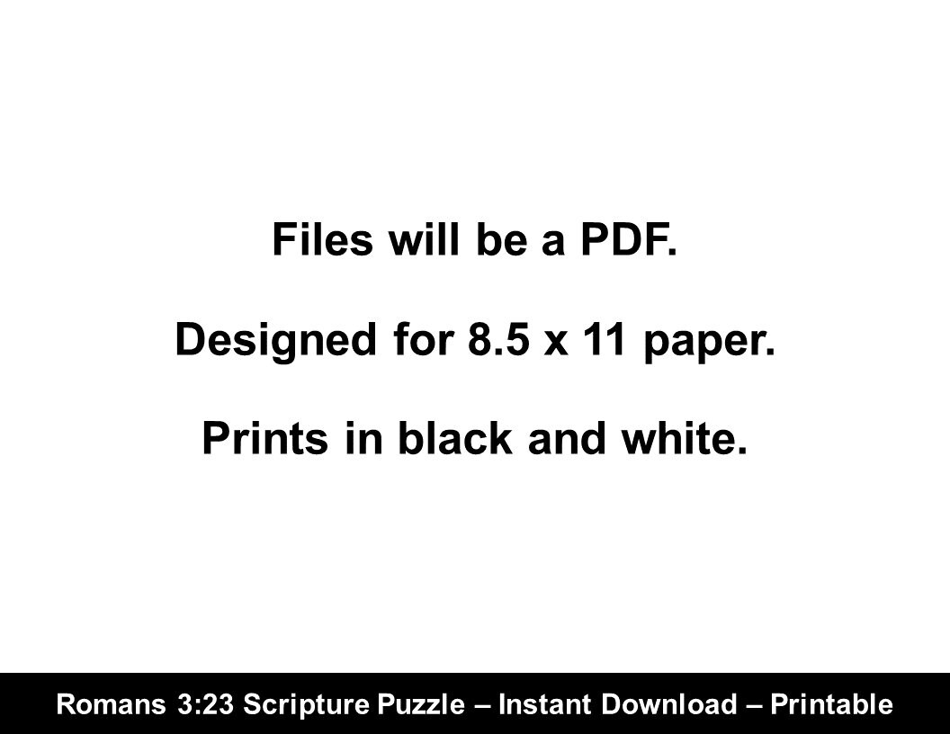 Romans 3:23 Printable Scripture Puzzle, Bible Verse Activity - Etsy