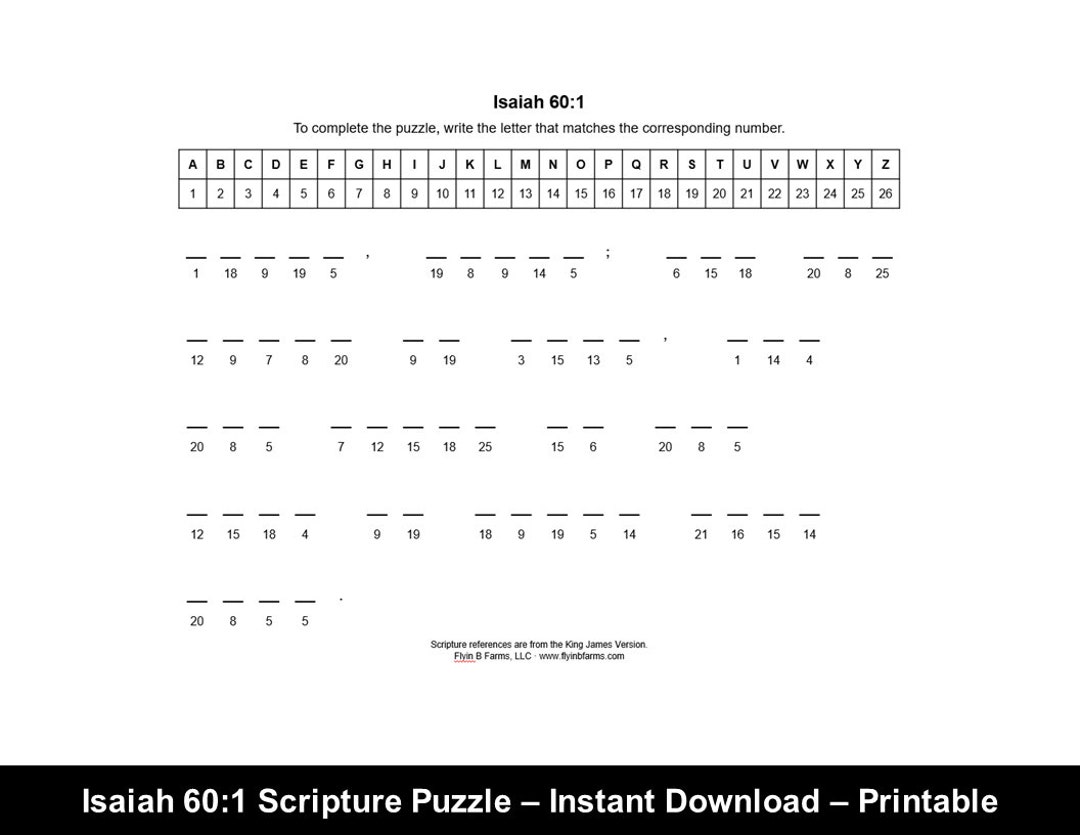 Isaiah 60:1 Printable Scripture Puzzle, Bible Verse Activity - Etsy
