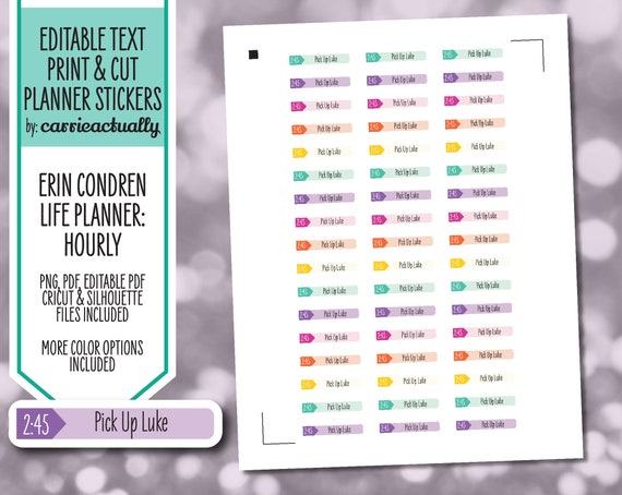 Printable Stickers to Fit 30 Minute Block Erin Condren Hourly - Etsy