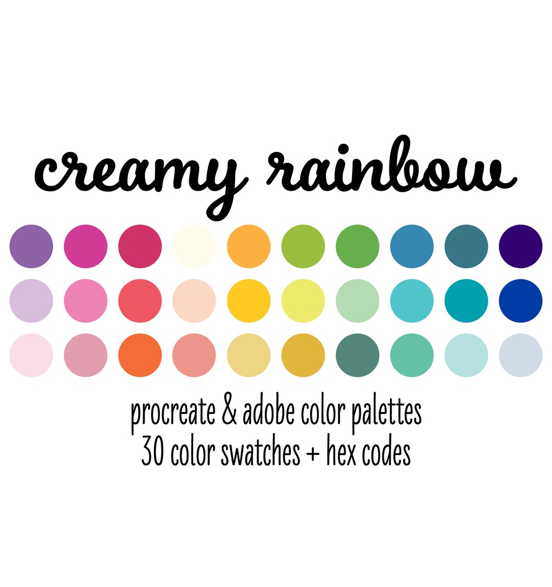 Creamy Rainbow Procreate & Adobe Photoshop Illustrator Color Palette ...