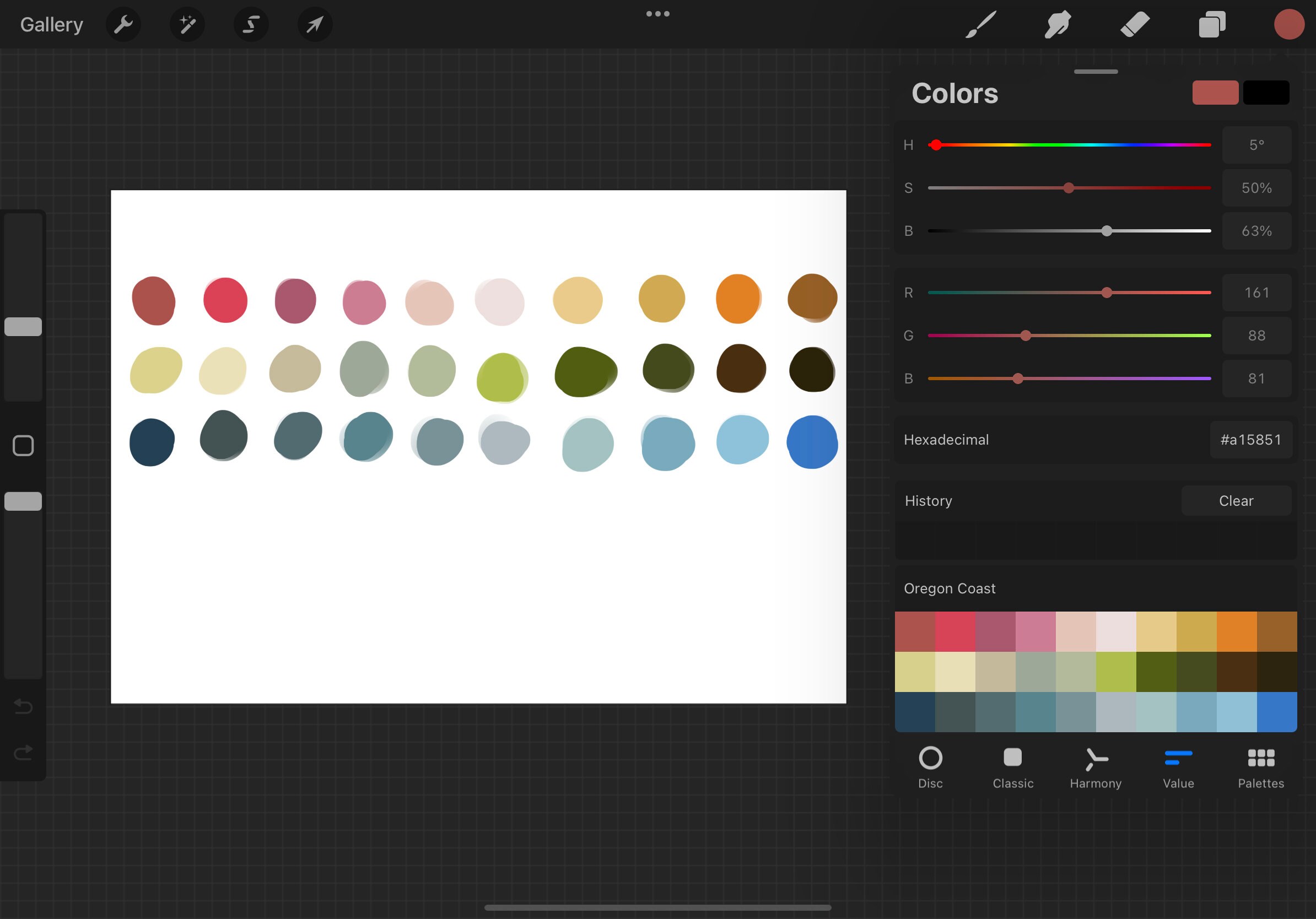 Oregon Coast Color Palette for Procreate Adobe | Etsy