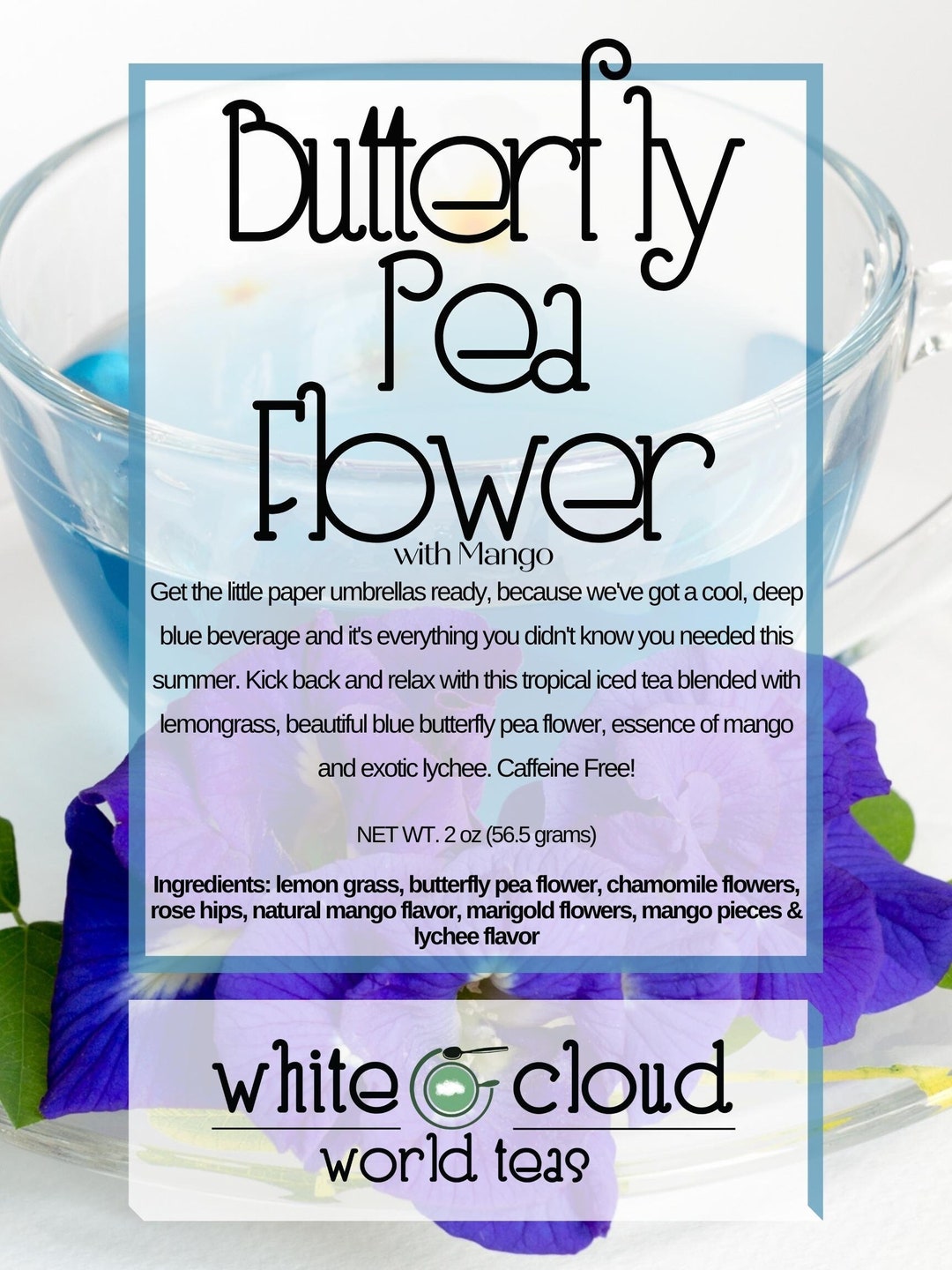 Blue Tea Butterfly Pea Flower Herbal Tea Infusion Caffeine Free Herbal ...