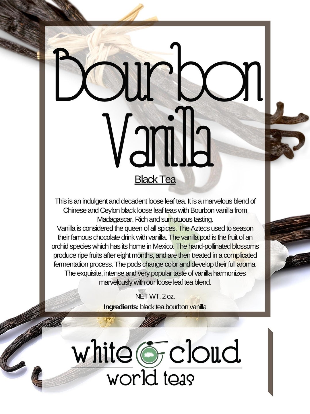 Bourbon Vanilla Black Loose Leaf Tea Black Tea Vanilla Tea Dessert Tea ...