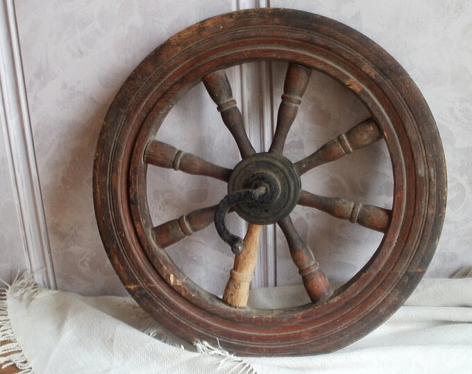 Primitive Antique Wooden Wheel Country Decor Old Wooden Spinning Wheel ...
