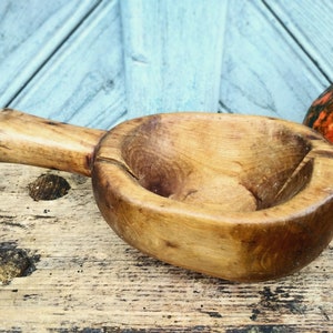 Antique Wooden Mug Primitive Ladle for Drink Country Bowl Rustic Home ...