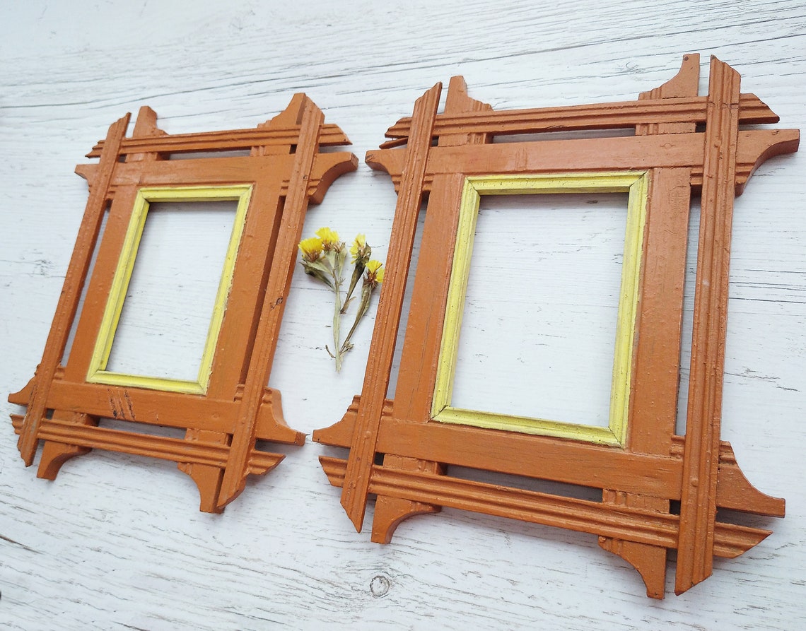 Antique Photo Frames Set of Two Wood Frame Set Large Primitive | Etsy
