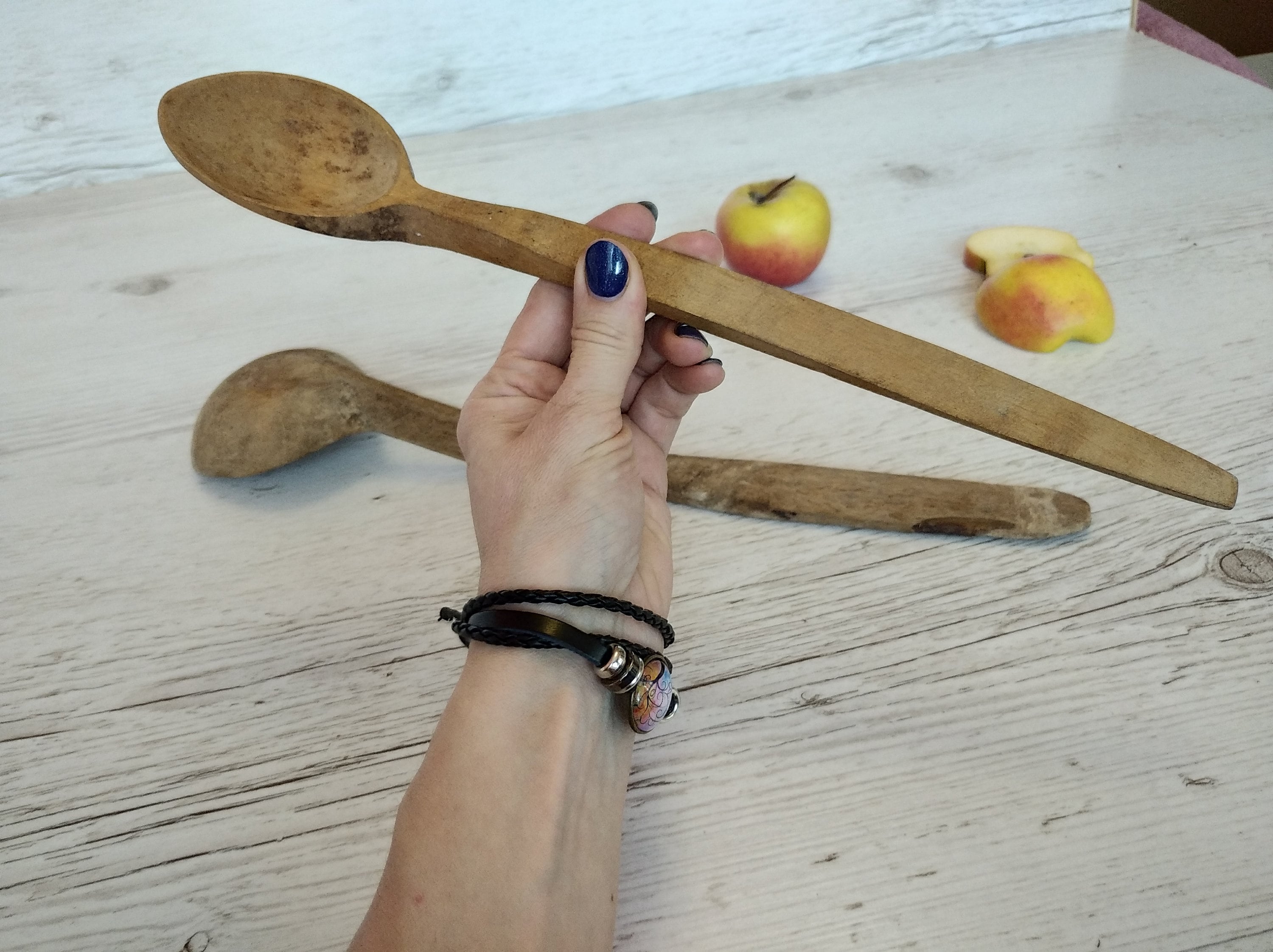 Large Wooden Spoons Set Hand Carved Wood Rustic Kitchen Decor Country ...