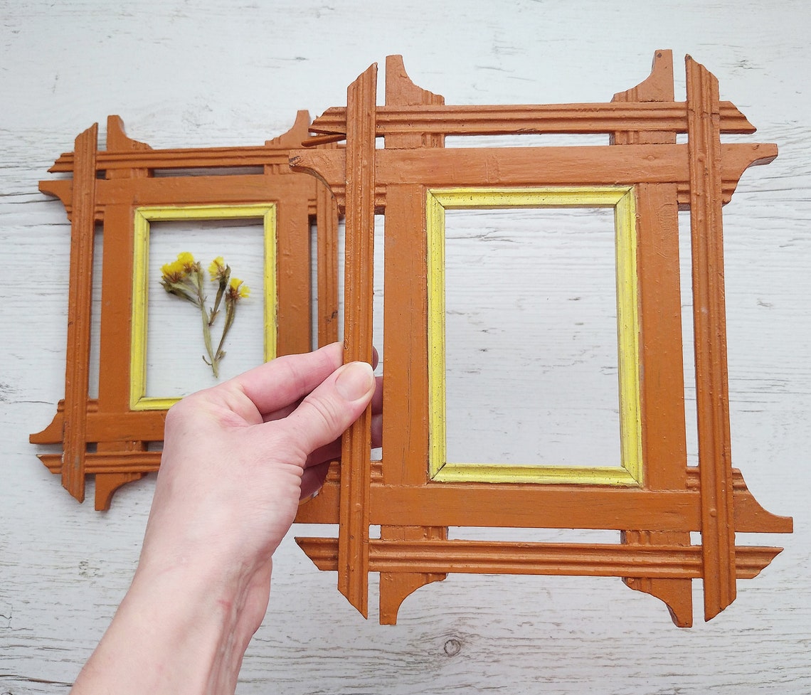 Antique Photo Frames Set of Two Wood Frame Set Large Primitive | Etsy