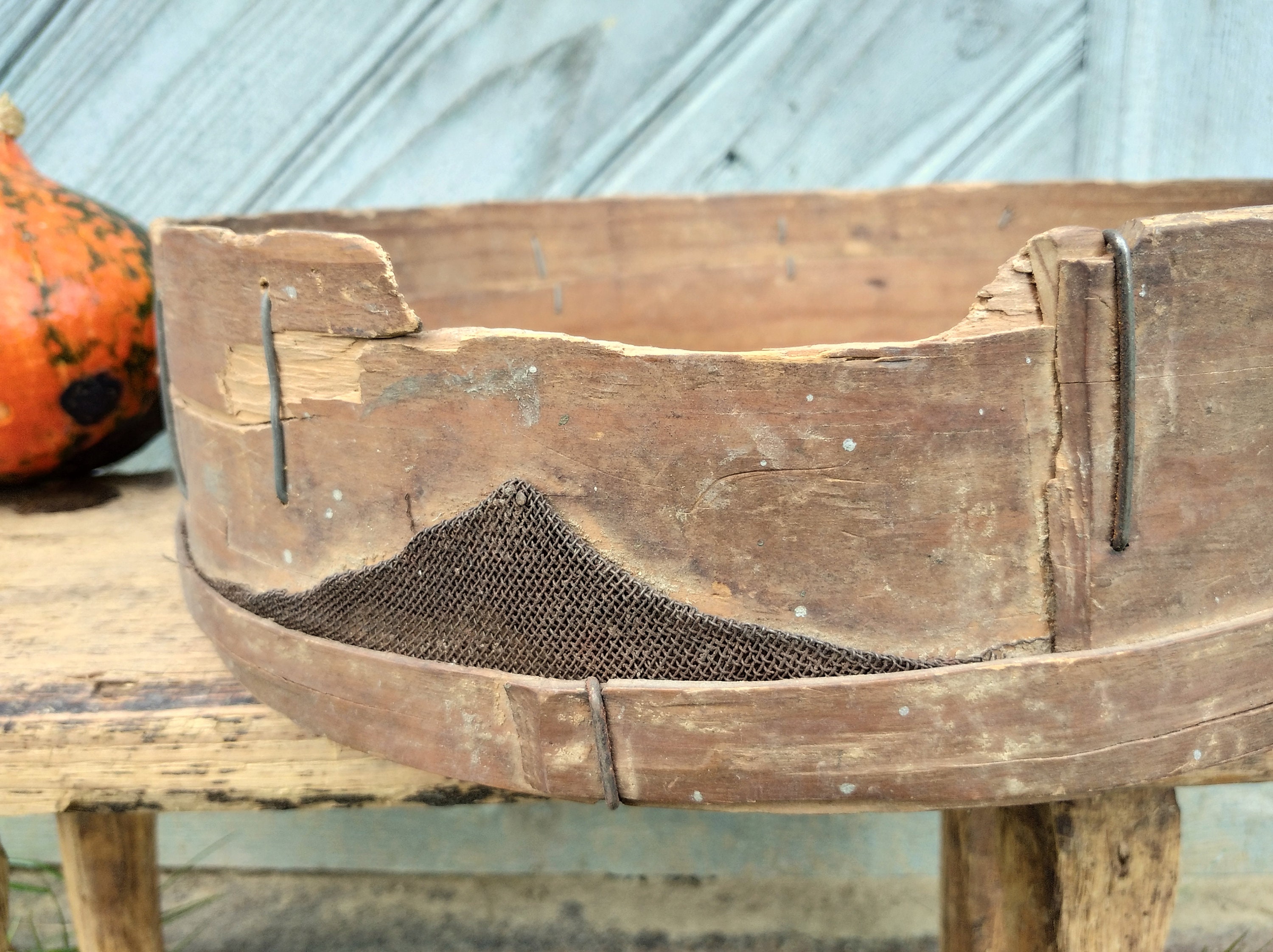 Wooden sieve basket Large primitive antique sifter 13 | Etsy
