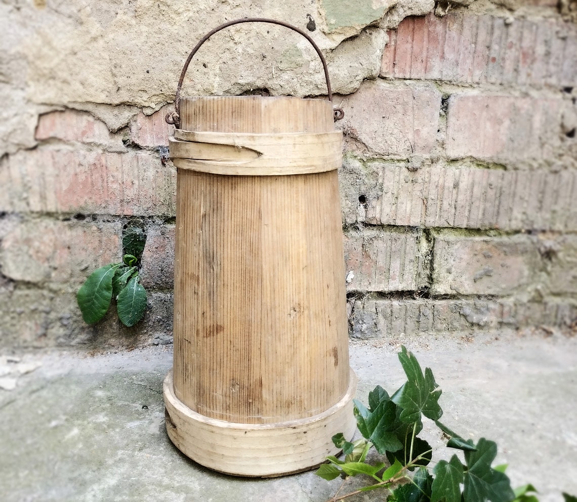 Rustic Home Decor Primitive Antique Bucket Wood Bowl Country - Etsy