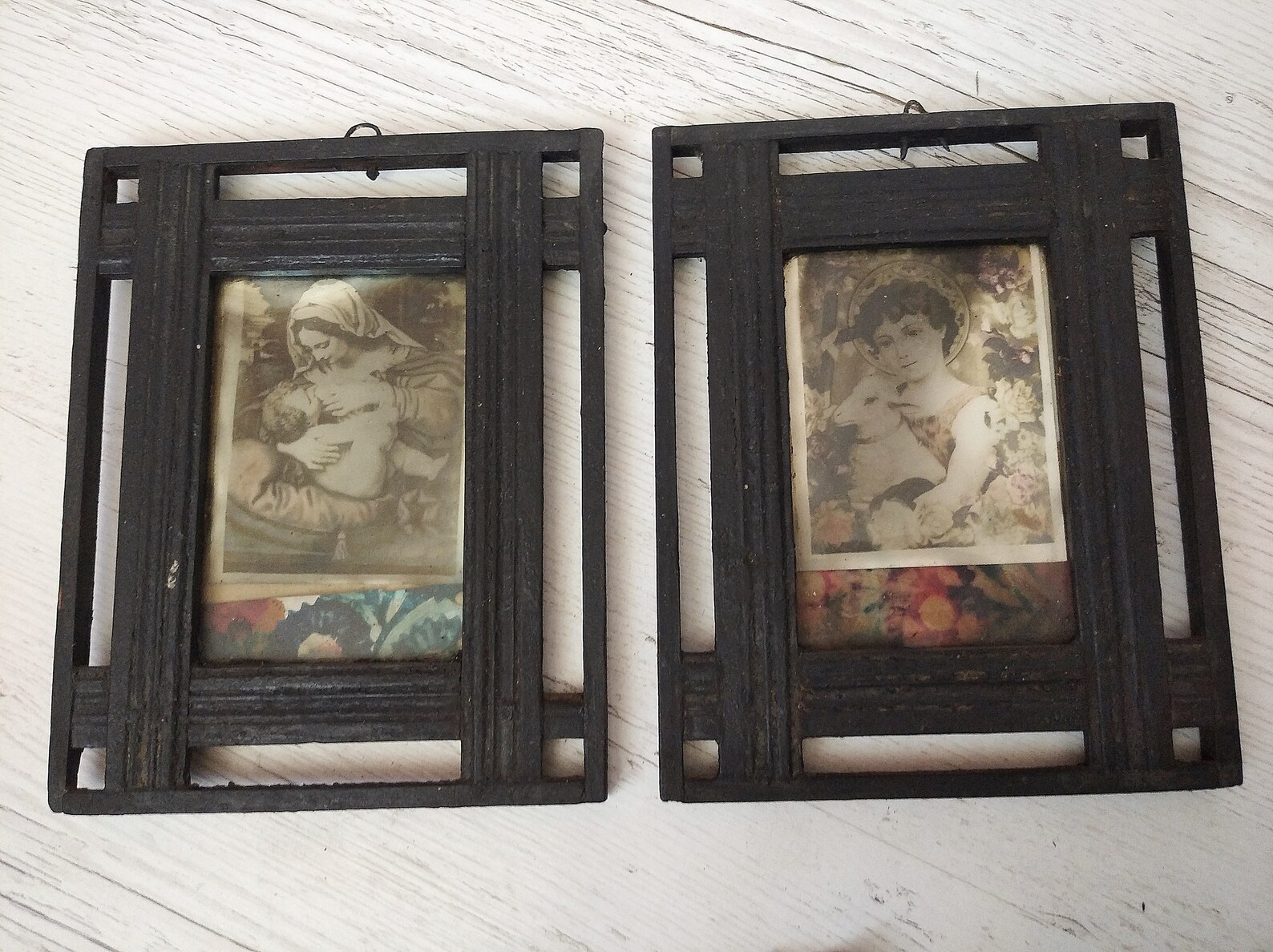 Antique Photo Frames Set Two Wood Frame Set Large Primitive - Etsy