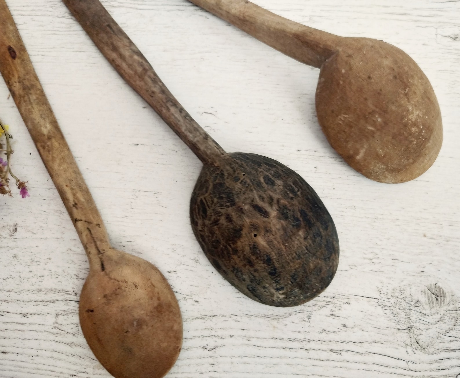 Large antique wooden spoon Set of 3 Country kitchen decor | Etsy