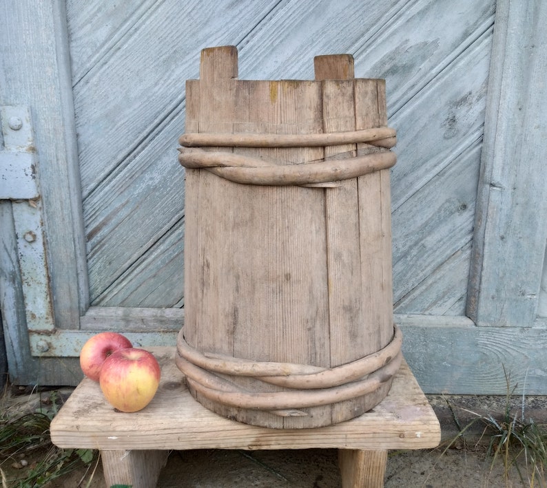 Primitive Wood Container Antique Hamper of Wood Rustic Cloth - Etsy