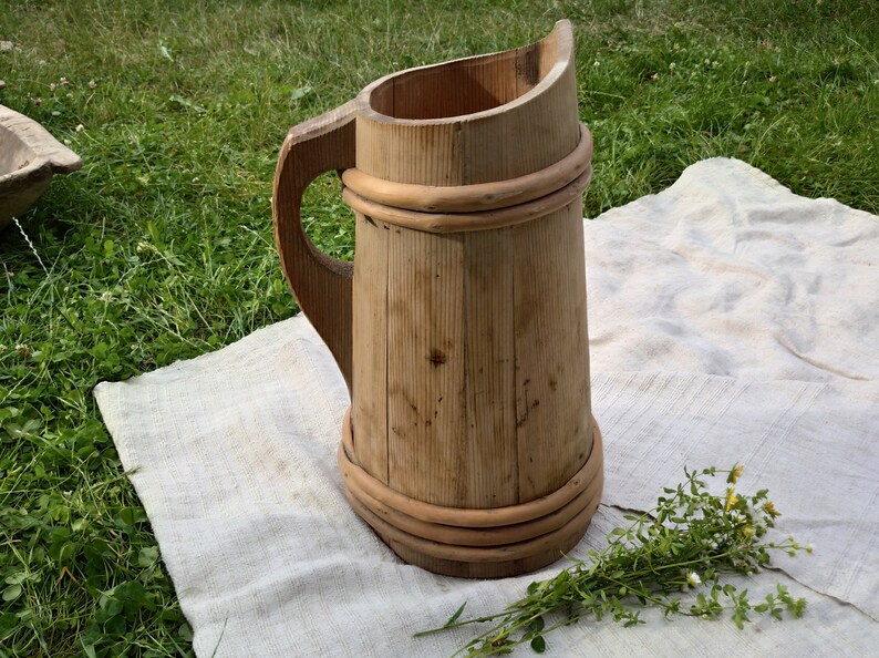 Primitive antique wooden vase Ancient ladle for drink XXL | Etsy