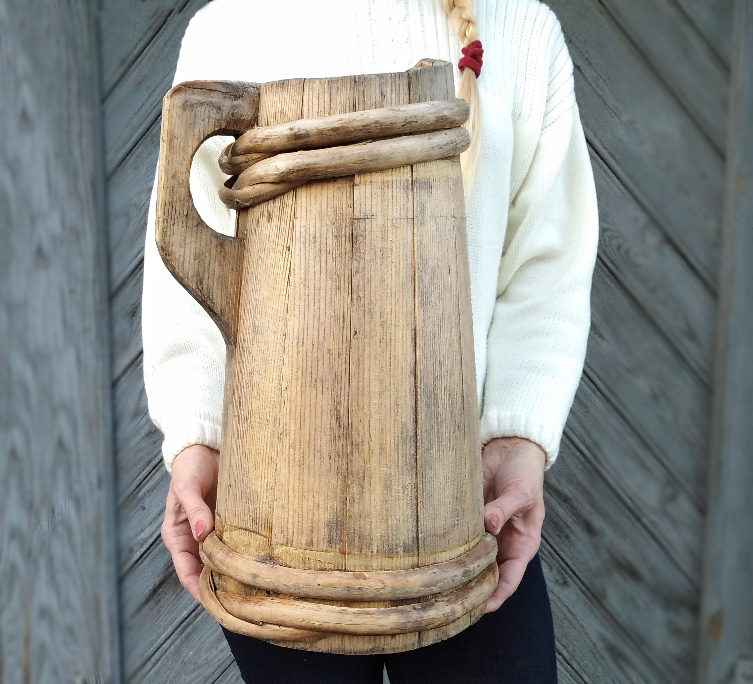 Antique wood vase Primitive wooden pitcher Rustic home decor | Etsy