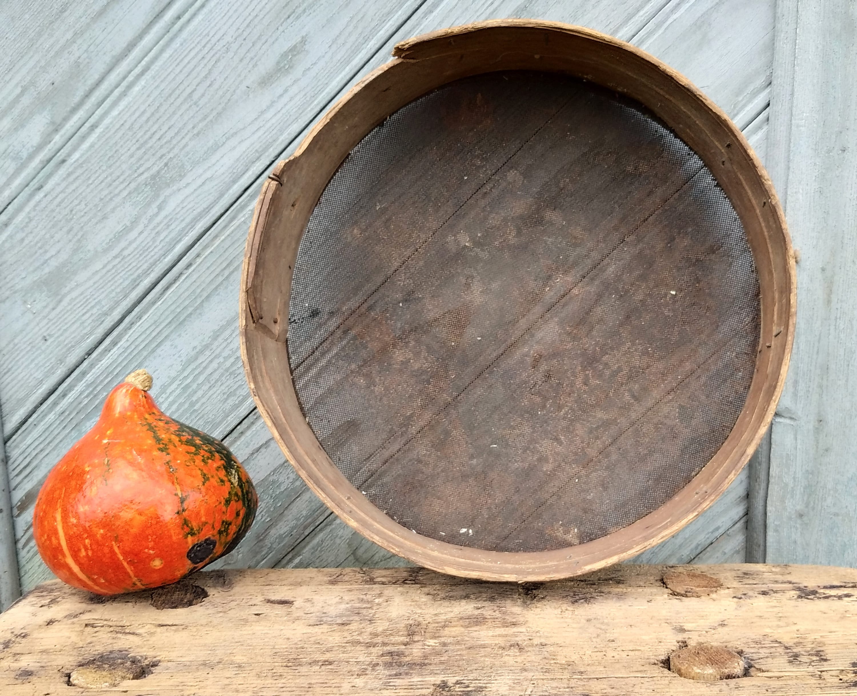 Wooden sieve basket Large primitive antique sifter 13 | Etsy