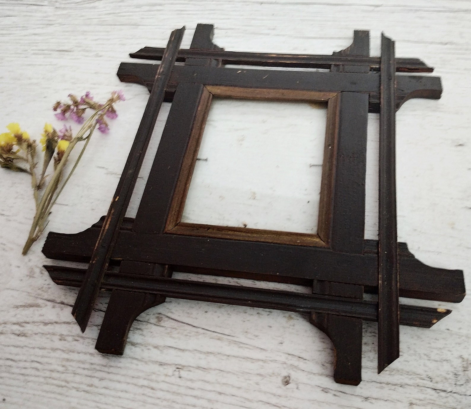 Antique Wood Frame Primitive Photo Frames Rustic Hand Carved | Etsy