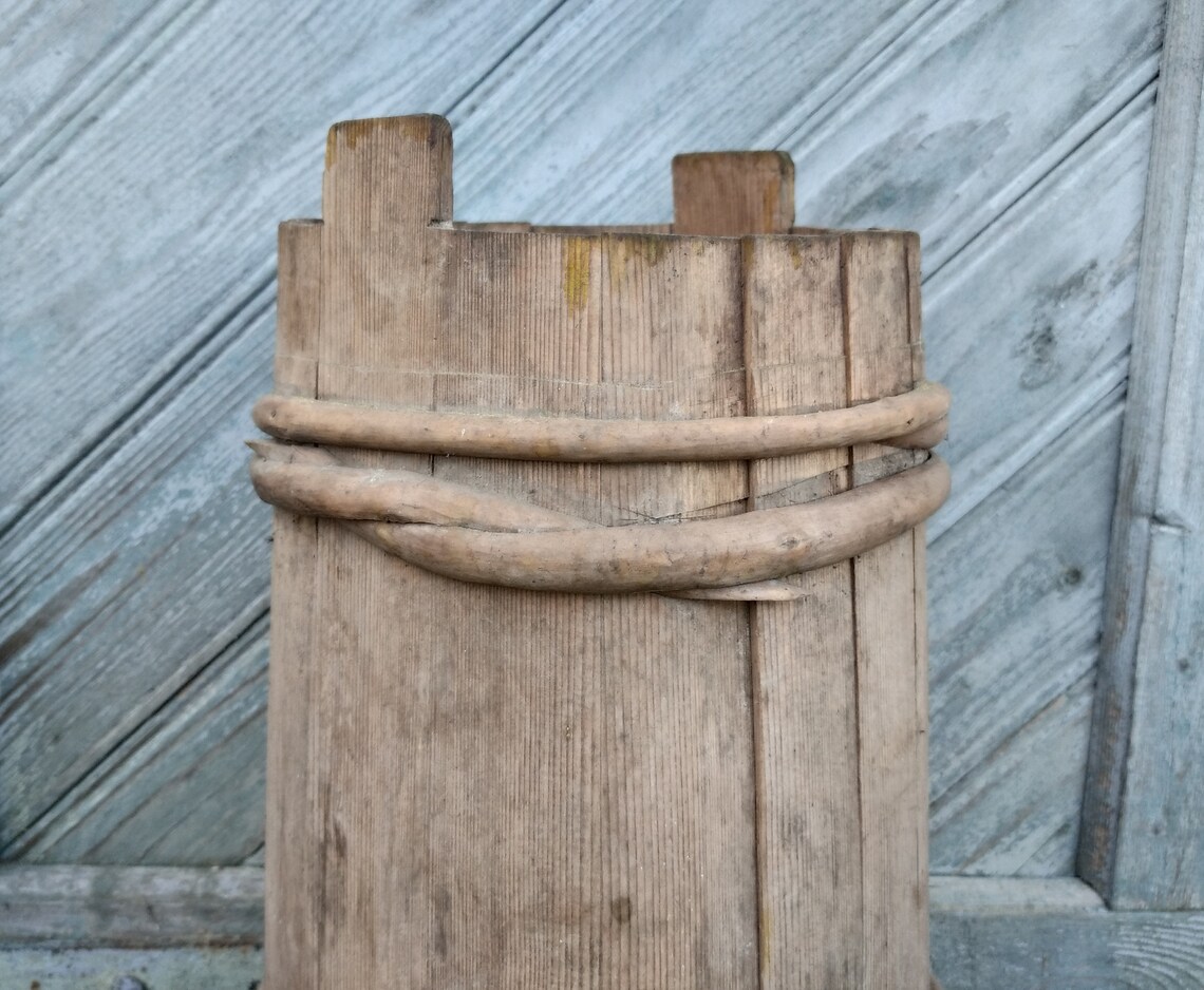 Primitive Wood Container Antique Hamper of Wood Rustic Cloth - Etsy