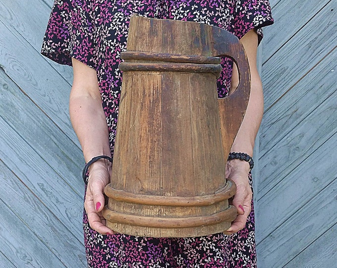 Antique Wood Vase Primitive Wooden Pitcher Rustic Home Decor - Etsy