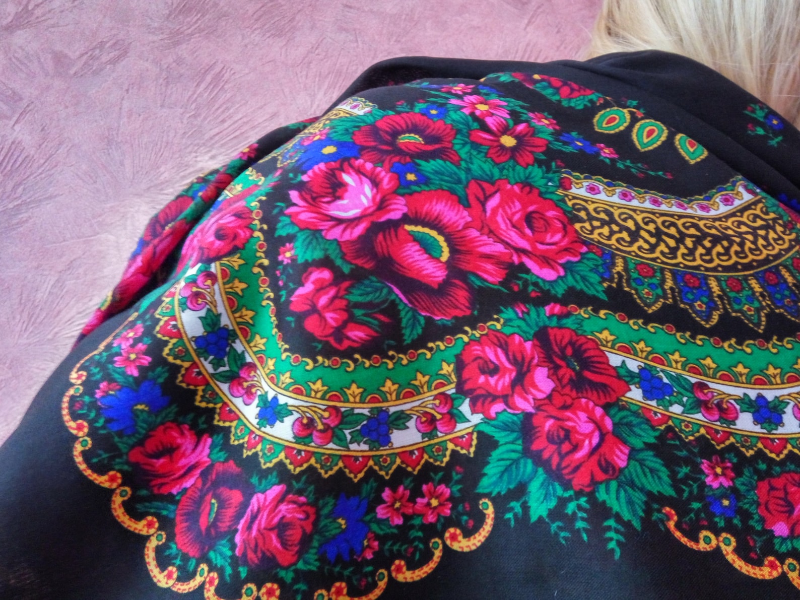 Large Russian Shawl Lightweight Wool Scarf Floral Scarf With - Etsy