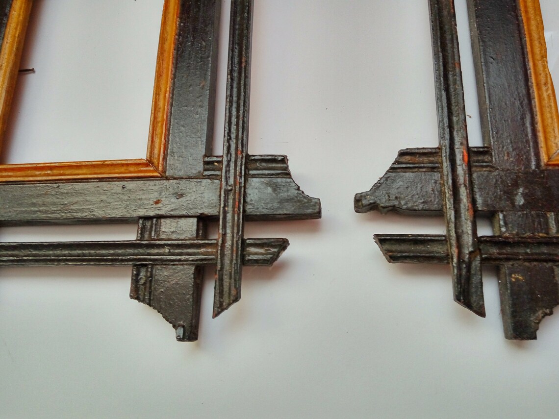 Antique Photo Frames Set Two Wood Frame Set Large Primitive | Etsy