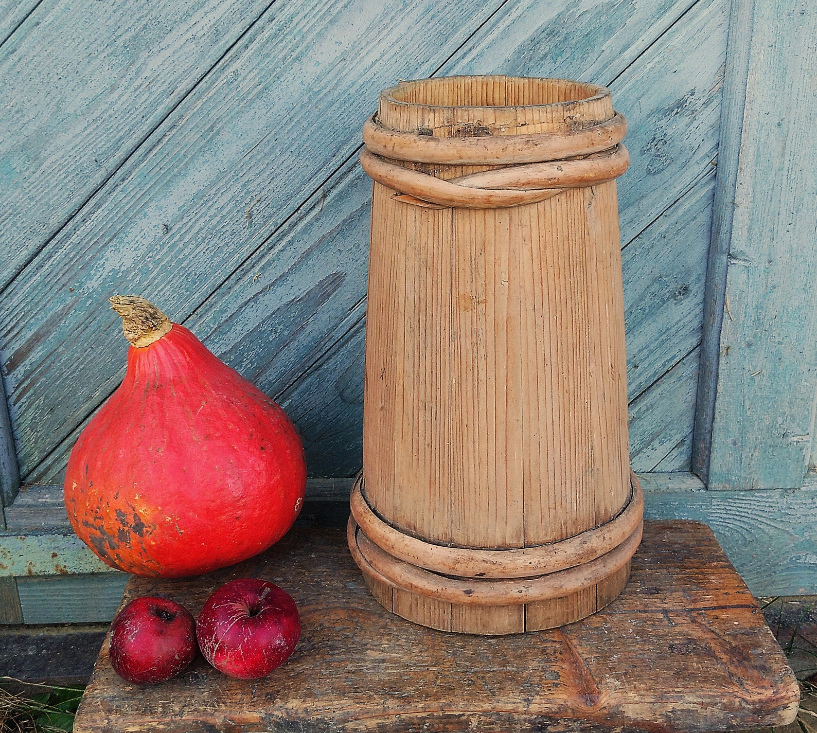 Primitive Antique Tall Vase Rustic Wooden Vase Farmhouse - Etsy