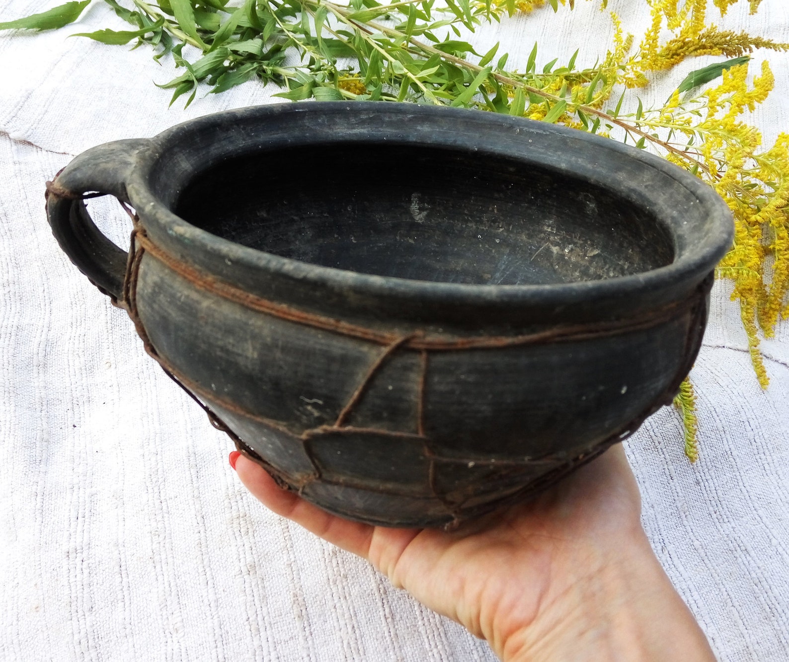 Antique Bowl With Handle Ceramic Bowl Ancient Ladle Rustic - Etsy