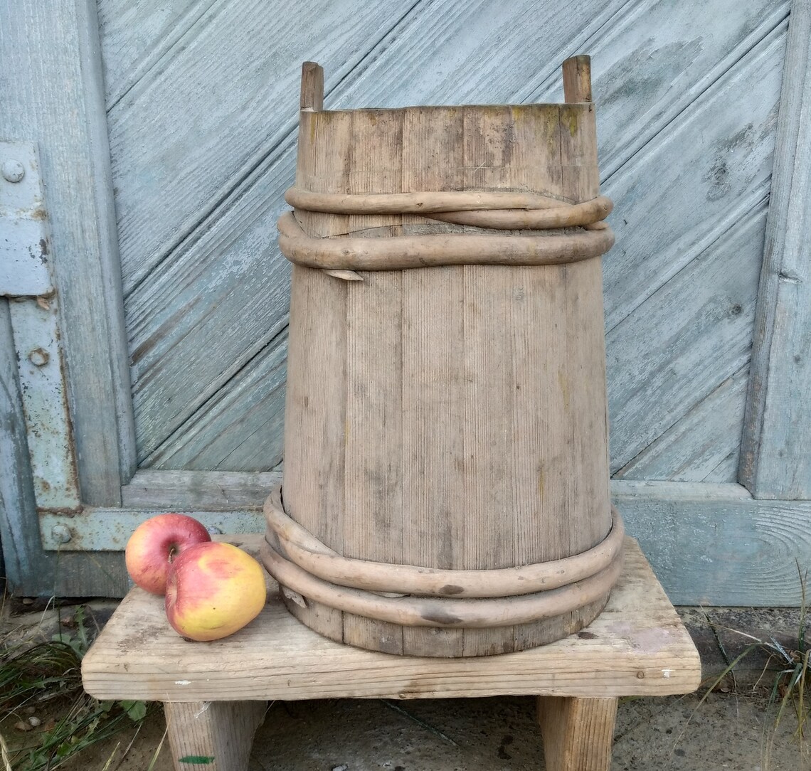 Primitive Wood Container Antique Hamper of Wood Rustic Cloth - Etsy