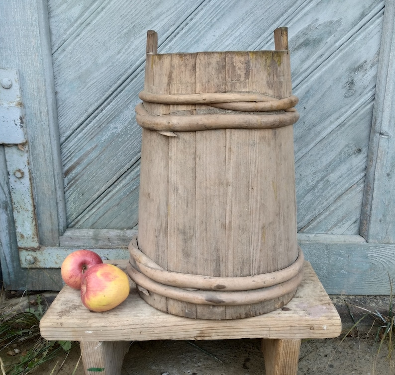 Primitive Wood Container Antique Hamper of Wood Rustic Cloth - Etsy