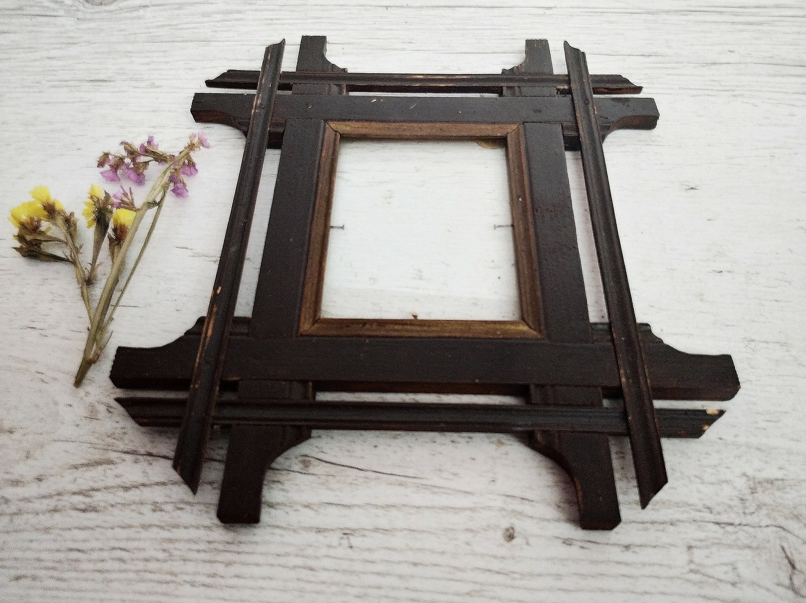 Antique Wood Frame Primitive Photo Frames Rustic Hand Carved | Etsy