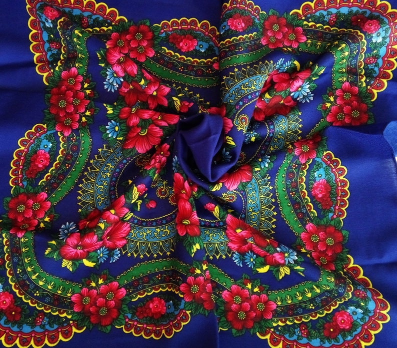 Vintage Russian Shawl Wool Scarf Floral Head Scarf Gift Idea - Etsy