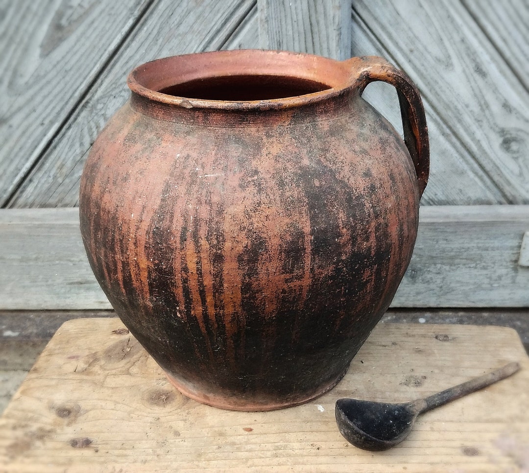 Antique Clay Vase Primitive Pot Ceramic Crock Rustic Pottery Vase Clay ...