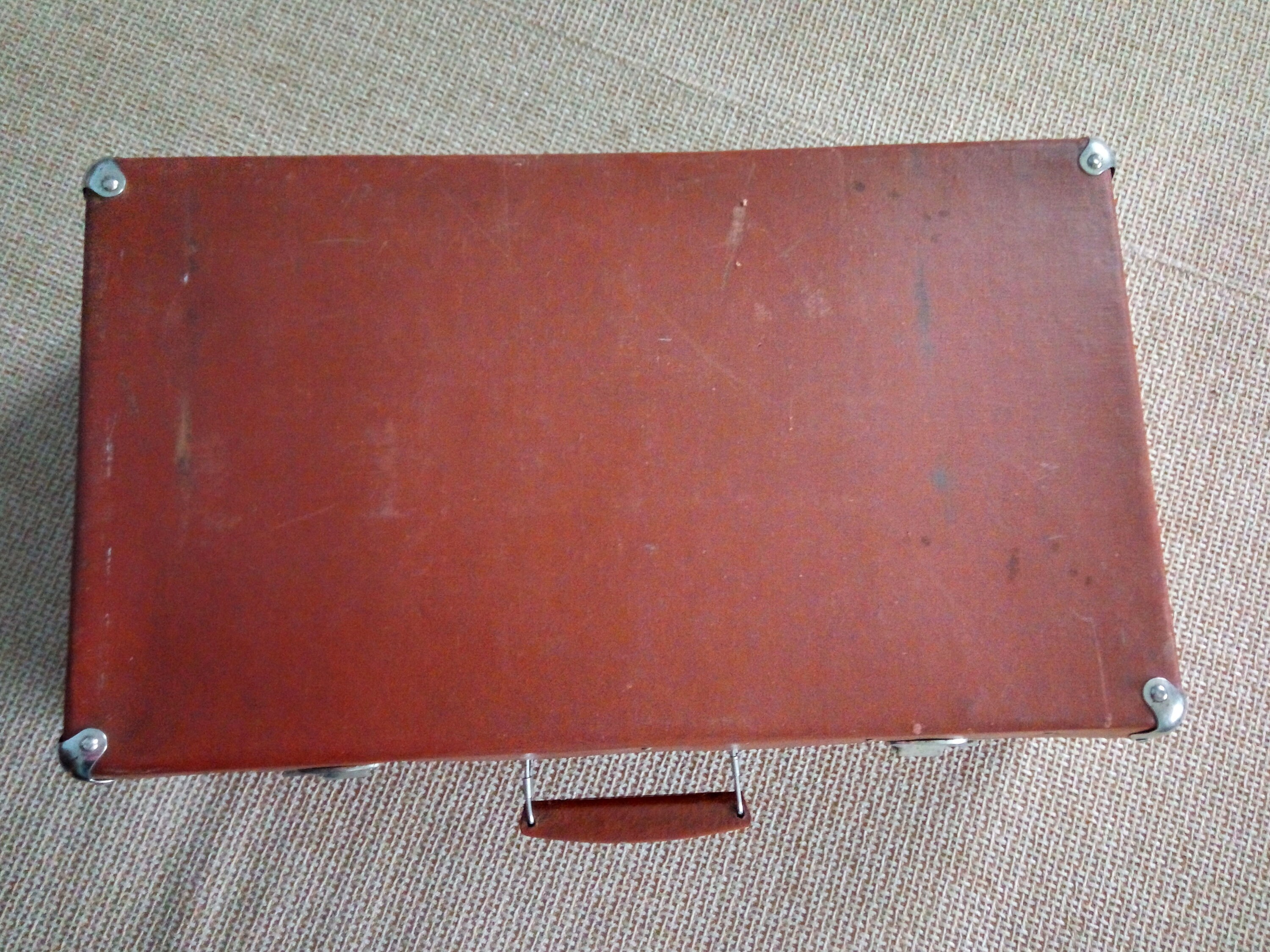 Vintage cardboard suitcase 1950s luggage Brown case Faux | Etsy