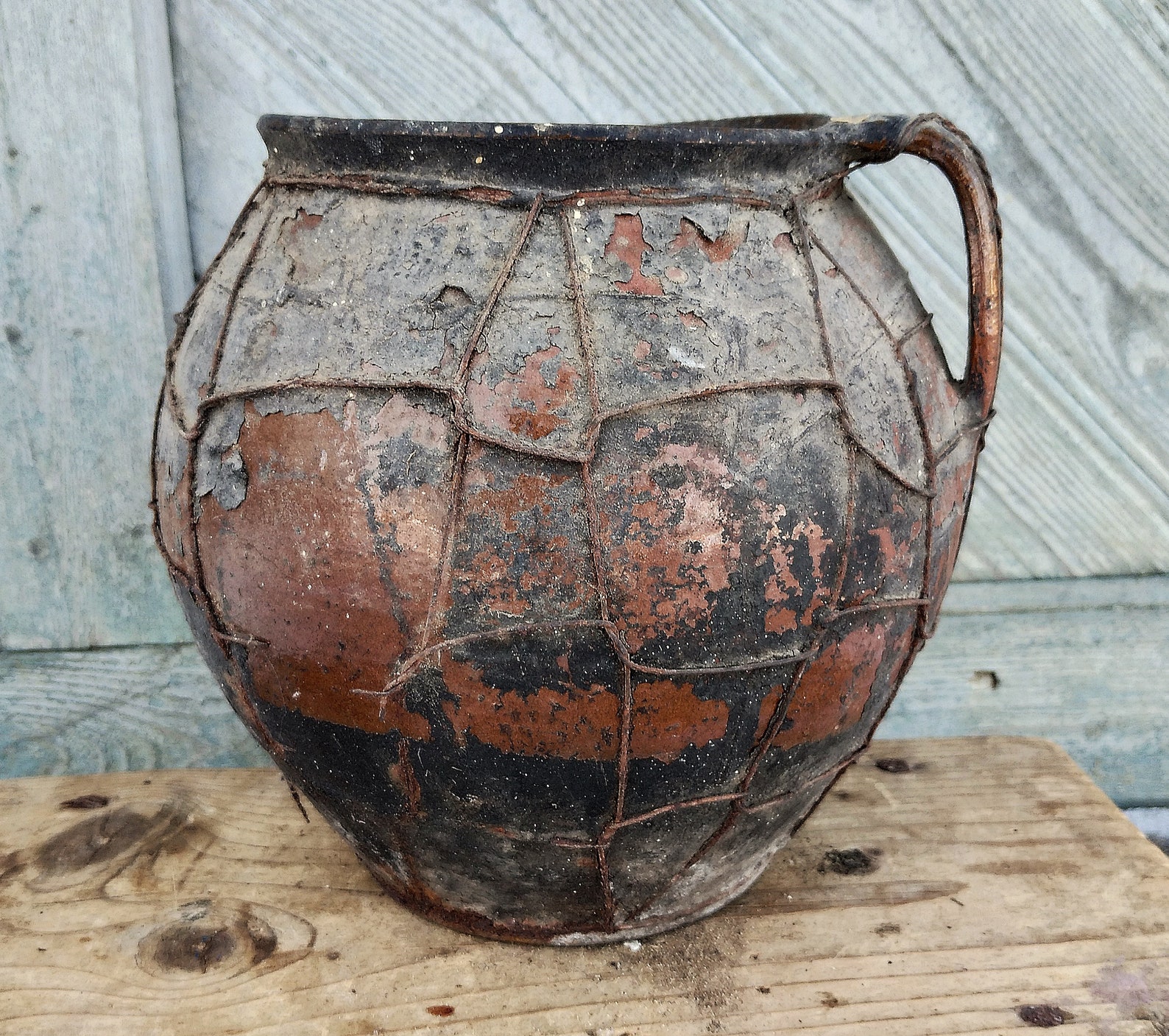 Large Vase Primitive Antique Ceramic Crock Vase Very Old Clay - Etsy