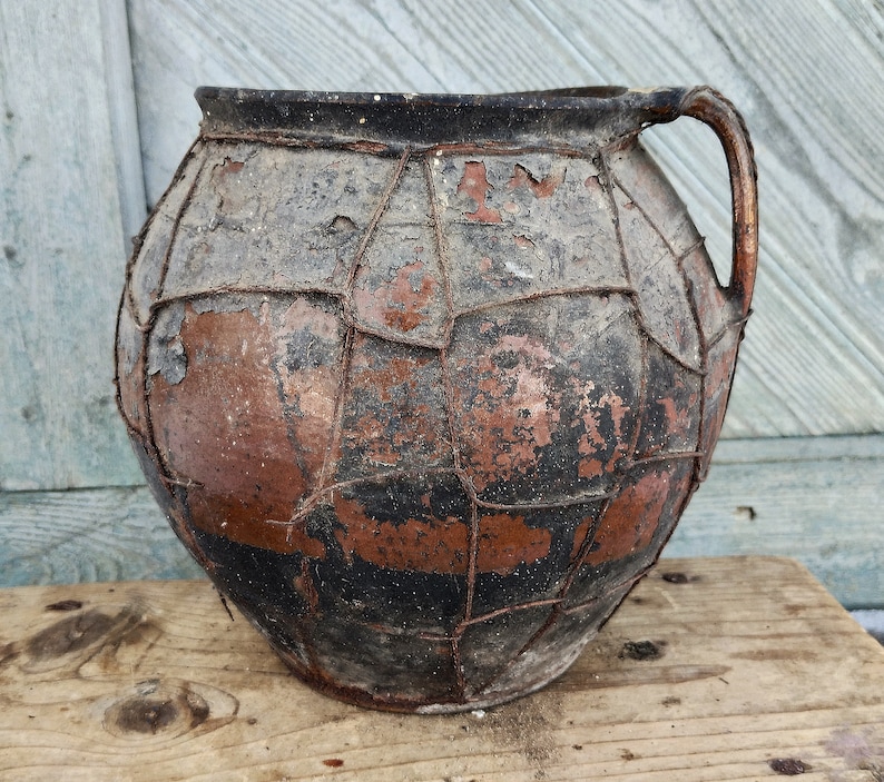 Large Vase Primitive Antique Ceramic Crock Vase Very Old Clay - Etsy
