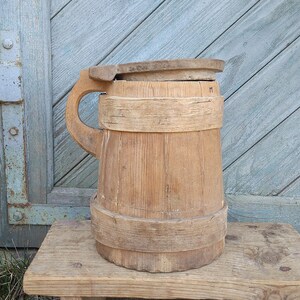 Primitive Antique Wooden Pitcher With a Lid Unique Ancient - Etsy