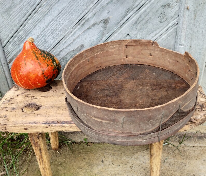 Wooden Sieve Basket Large Primitive Antique Sifter 13 - Etsy