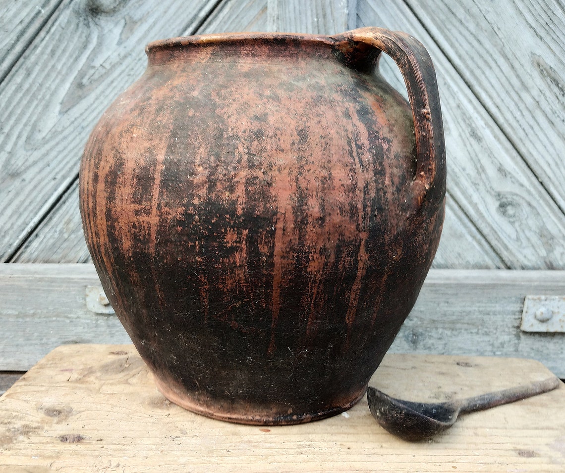 Antique Clay Vase Primitive Pot Ceramic Crock Rustic Pottery | Etsy