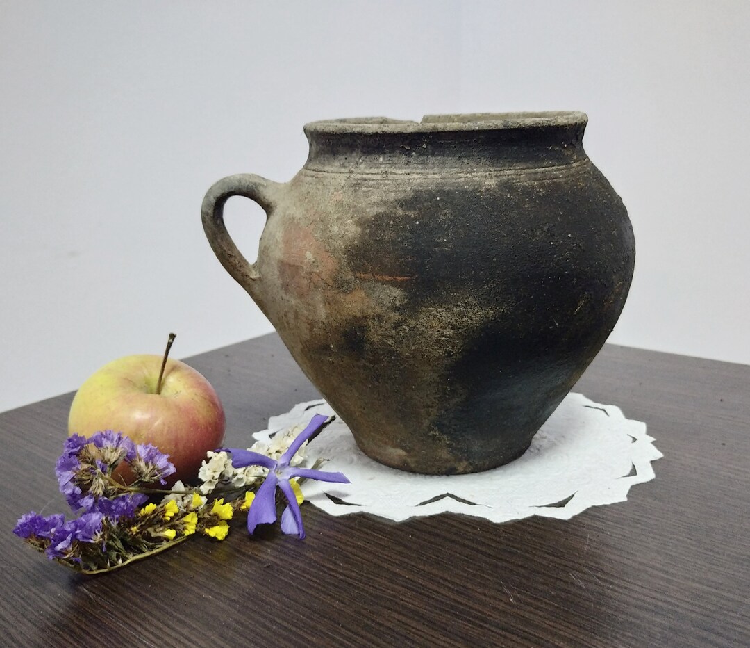 Country Antique Vase Dusty Ceramic Large Clay Pot Rustic Primitive ...