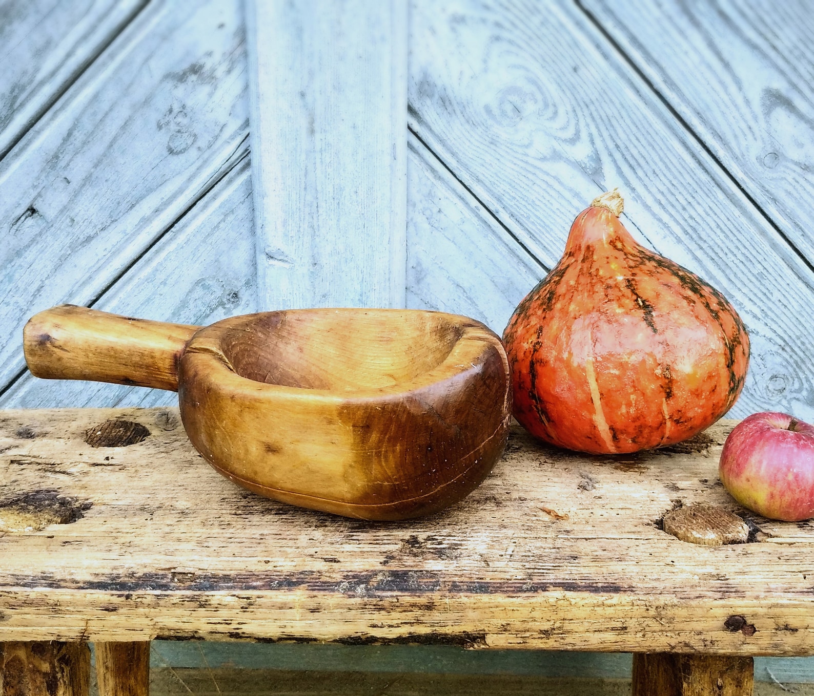 Antique Wooden Mug Primitive Ladle for Drink Country Bowl Rustic Home ...